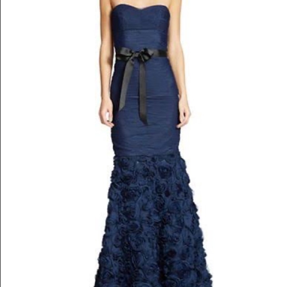 Js Collections Navy Blue Strapless Gown - Gem